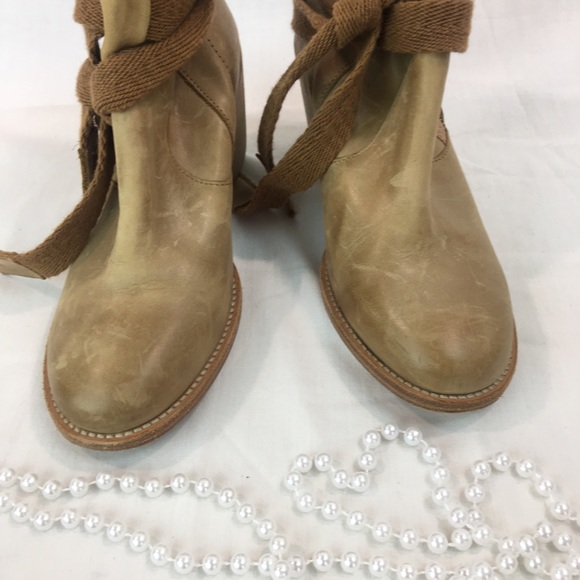 Humanoid | Shoes | Humanoid Tan Leather Boots With Ties Size 37 | Poshmark